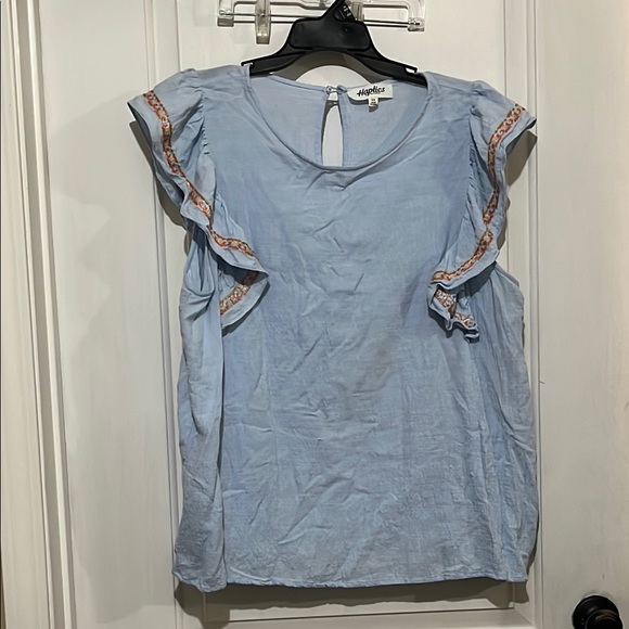 Haptics | Tops | Elegant Blue Ruffled Blouse With Flowing Design | Poshmark